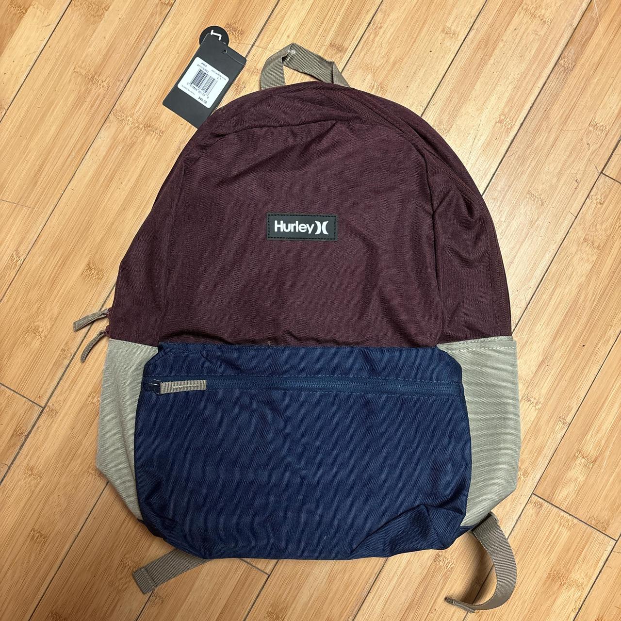 Brand New Hurley School Backpack Navy Blue Burgundy... - Depop
