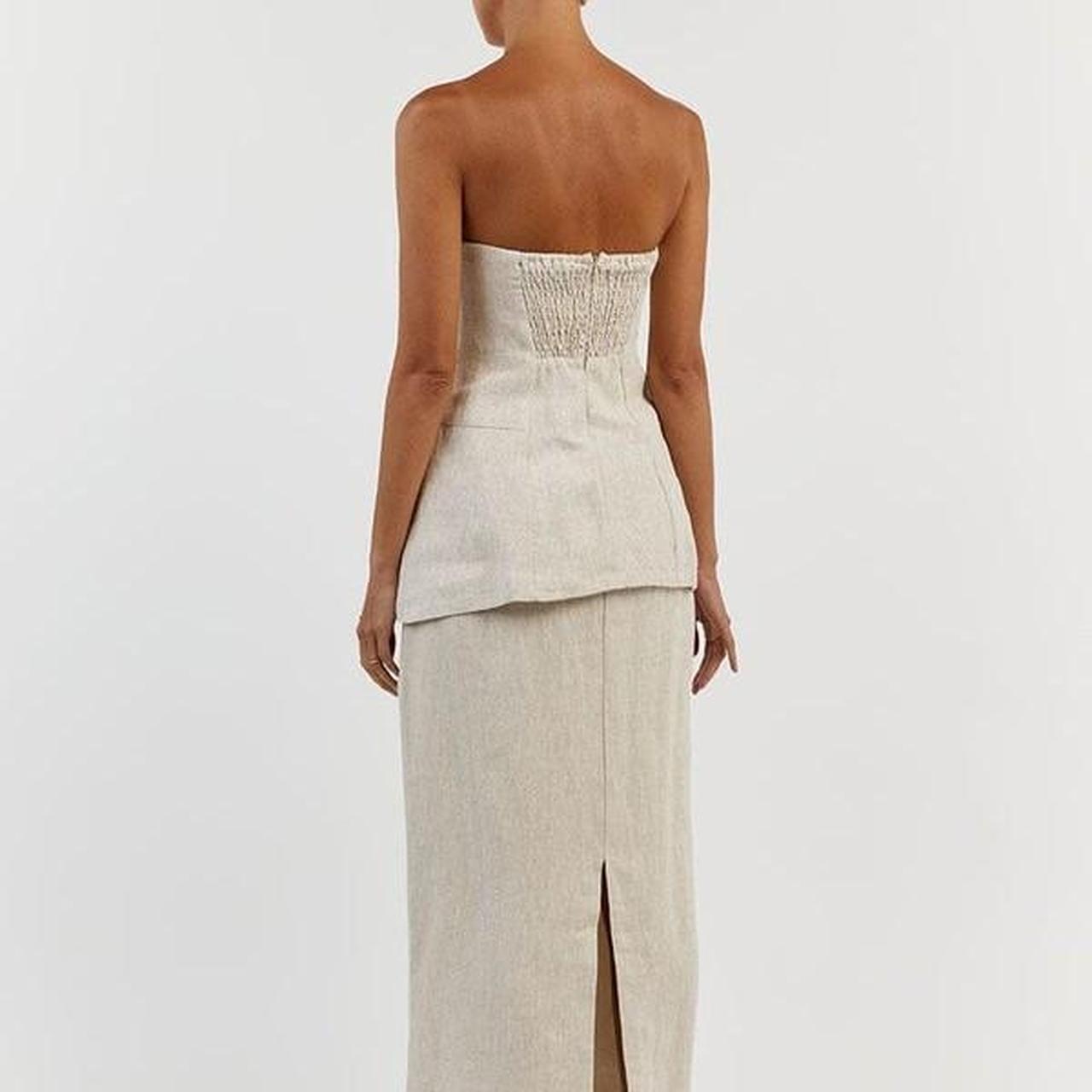 Dissh linen strapless top in natural flax Super... - Depop