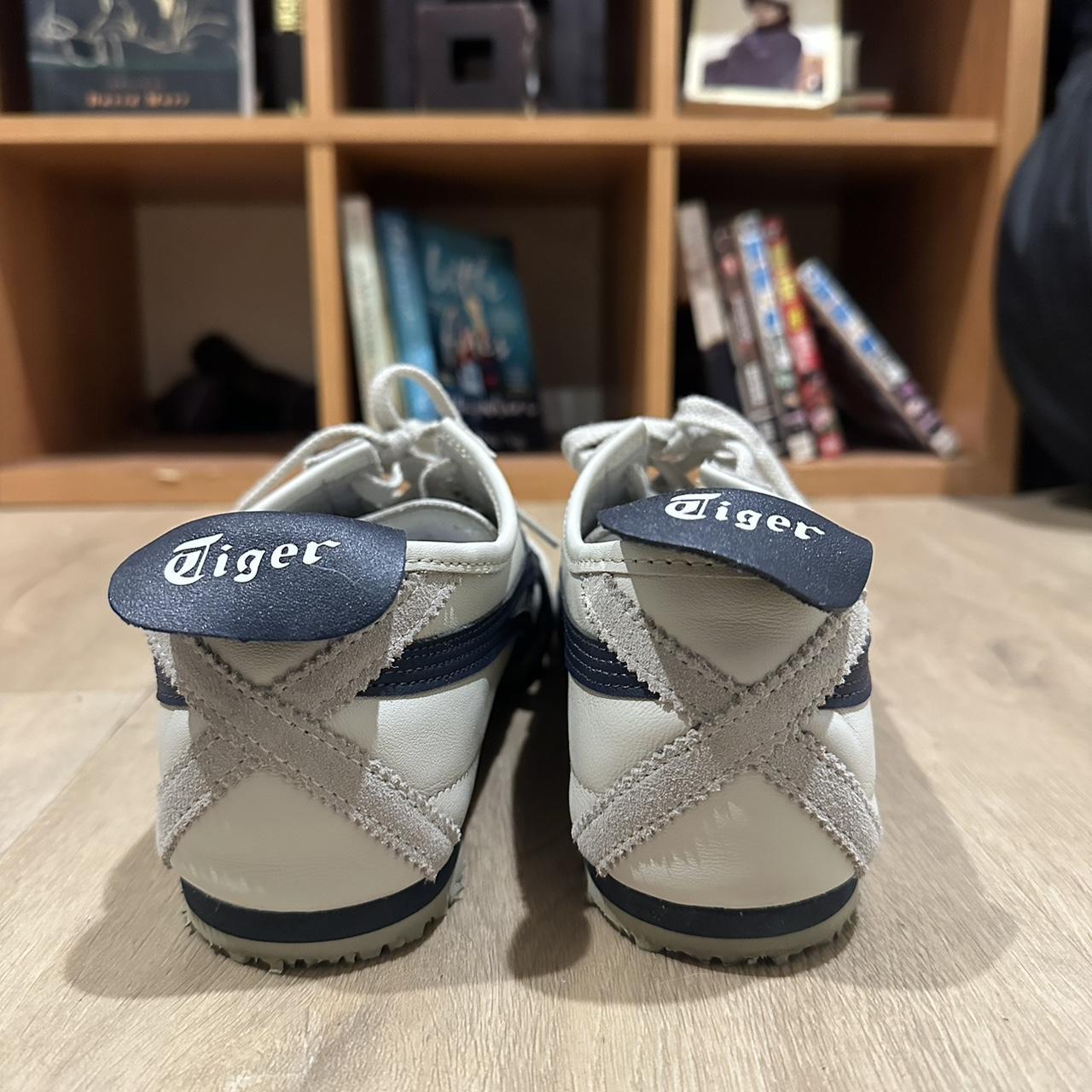 Crème and Blue Onitsuka Tiger Deadstock - Depop
