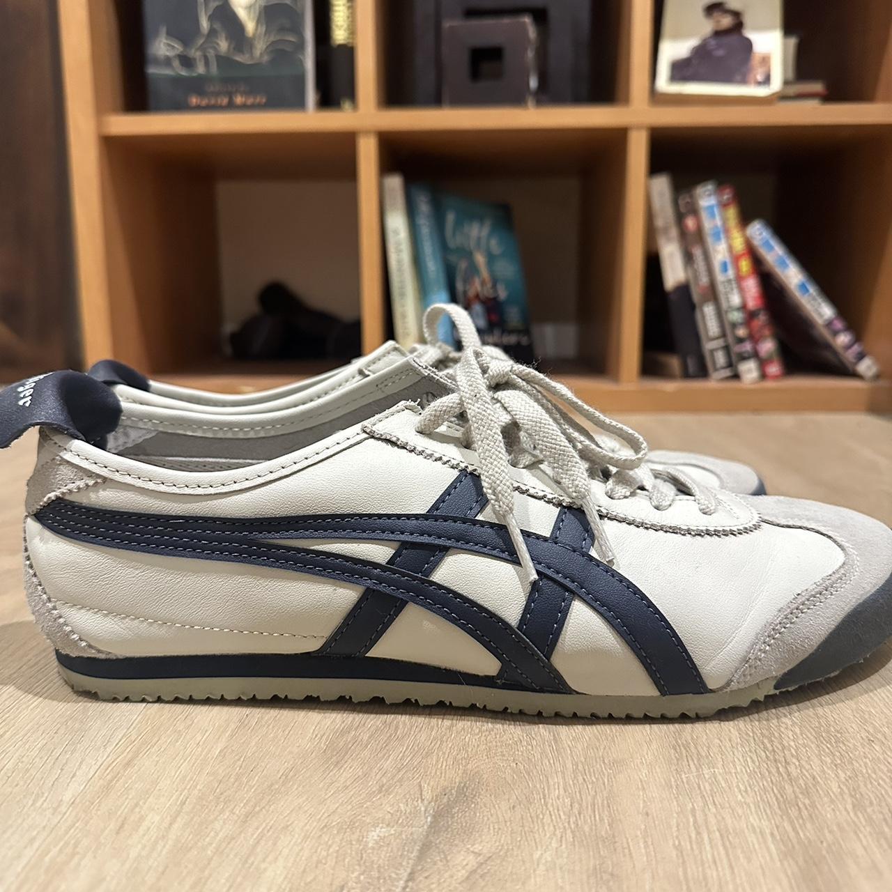 Crème and Blue Onitsuka Tiger Deadstock - Depop