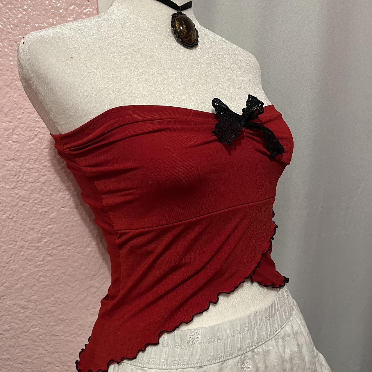 Red cropped tube top 🧛🏻‍♀️ Size small/ extra small Bust... - Depop
