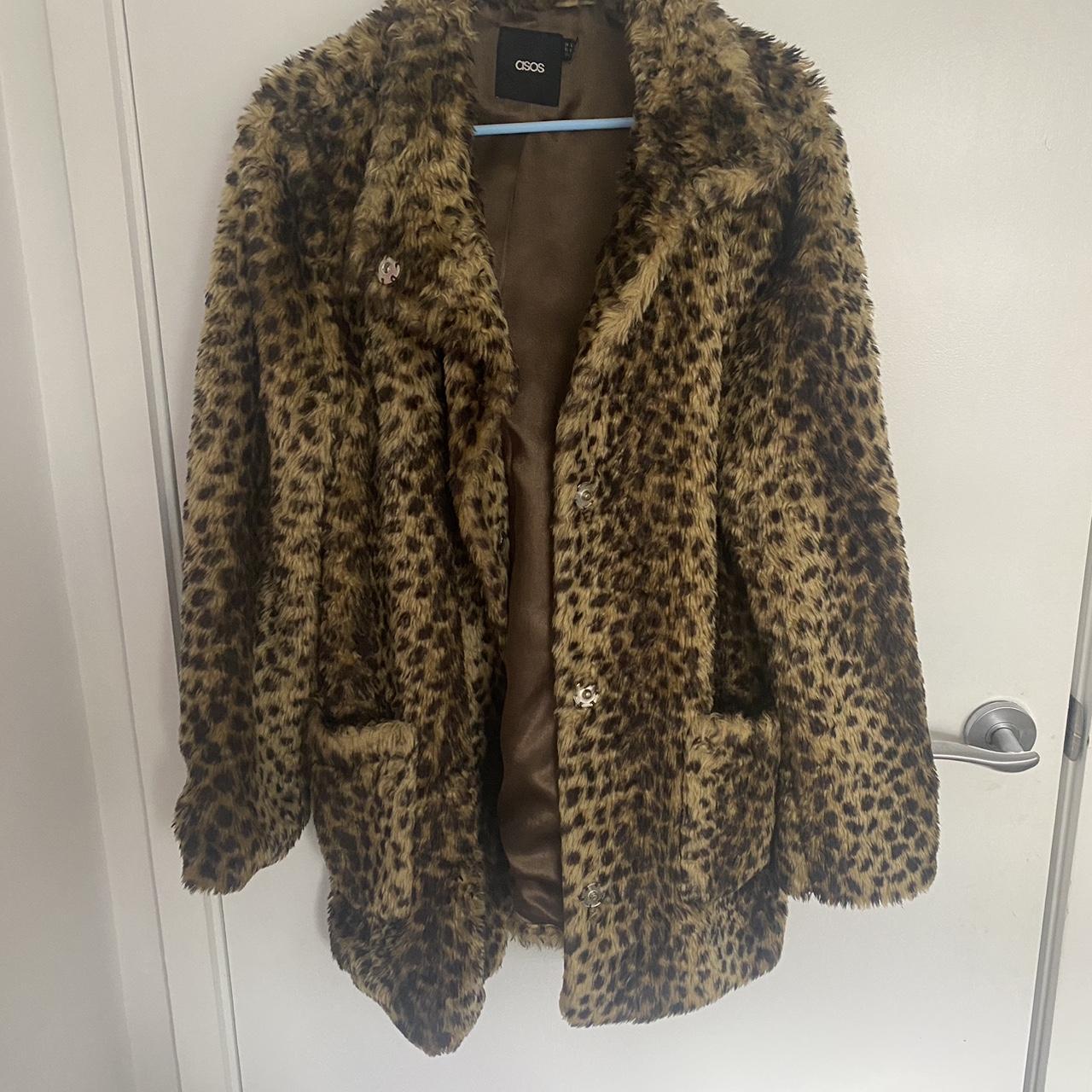 Stylish fake fur coat. Can be buttoned all the way... - Depop