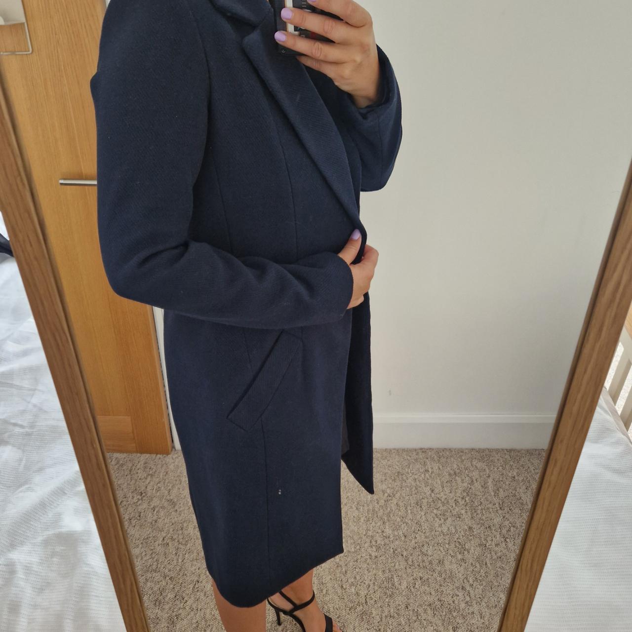 Navy wool coat Oasis Size Medium, 10 - Depop