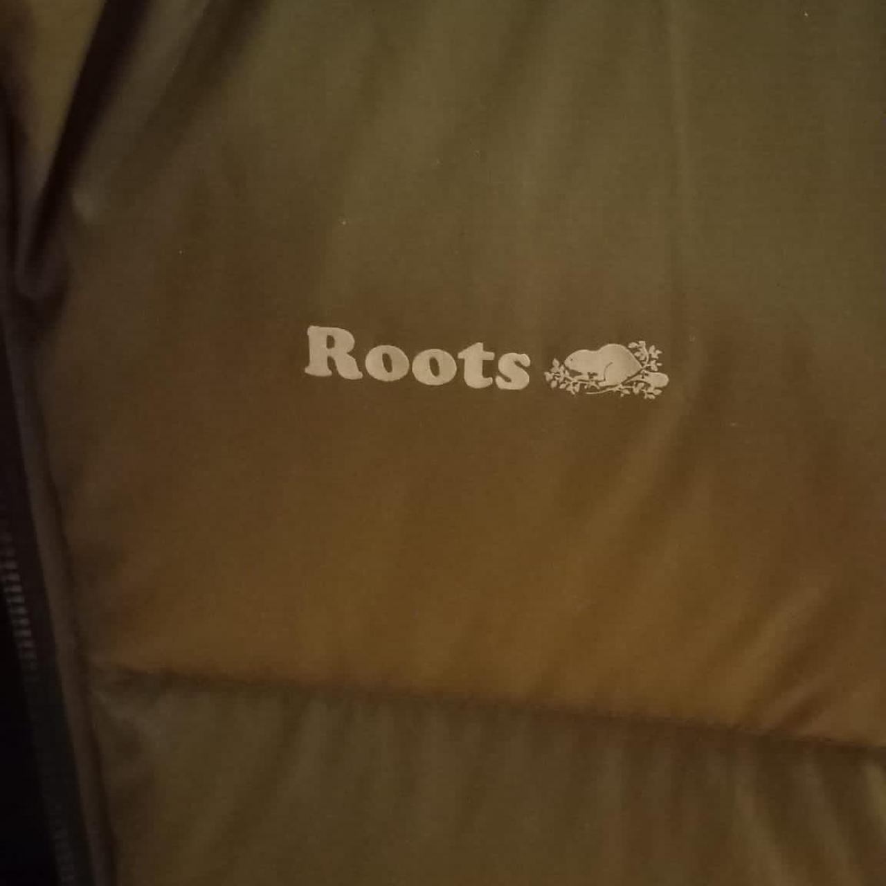 Roots men's down jacket. Military green. Mint. Very... - Depop