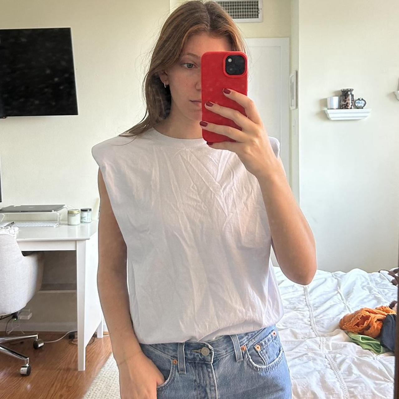 Aritzia light blue shoulder pad tank 🩵 - cute... - Depop