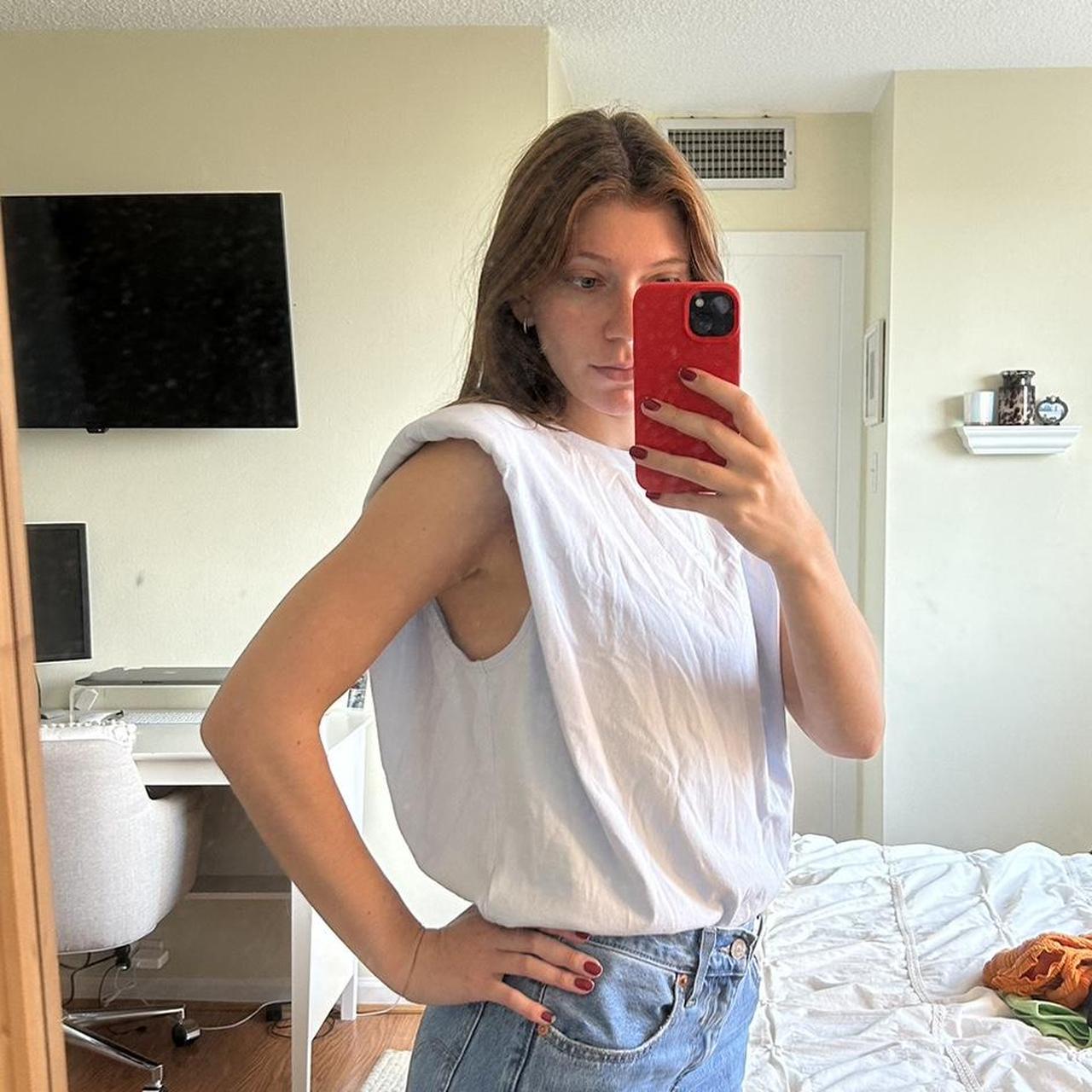 Aritzia light blue shoulder pad tank 🩵 - cute... - Depop