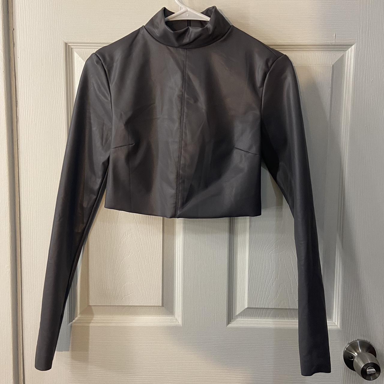 Faux leather biker top - Depop