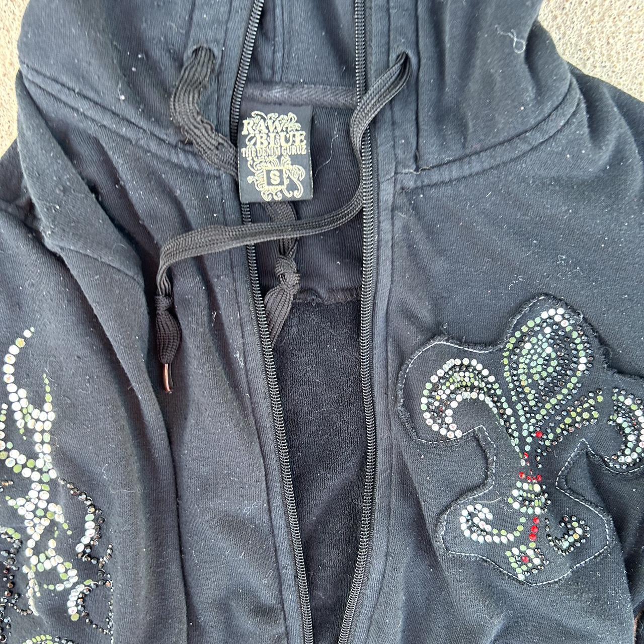 Y2k Women’s studded Cross emo zip up hoodie *broken... - Depop