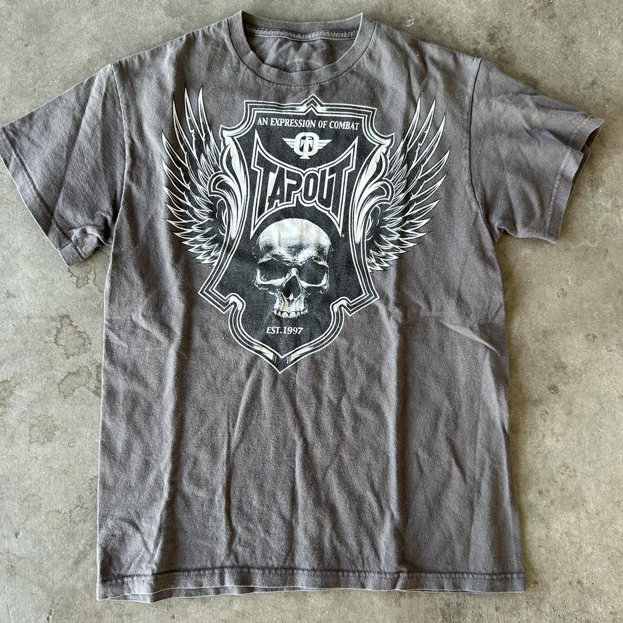 Y2k cross skull Tapout affliction style... - Depop