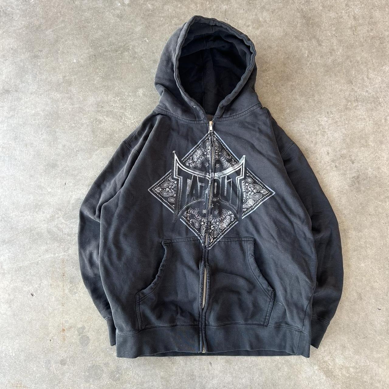 Y2k grunge Tapout cross skul hoodie Size:... - Depop