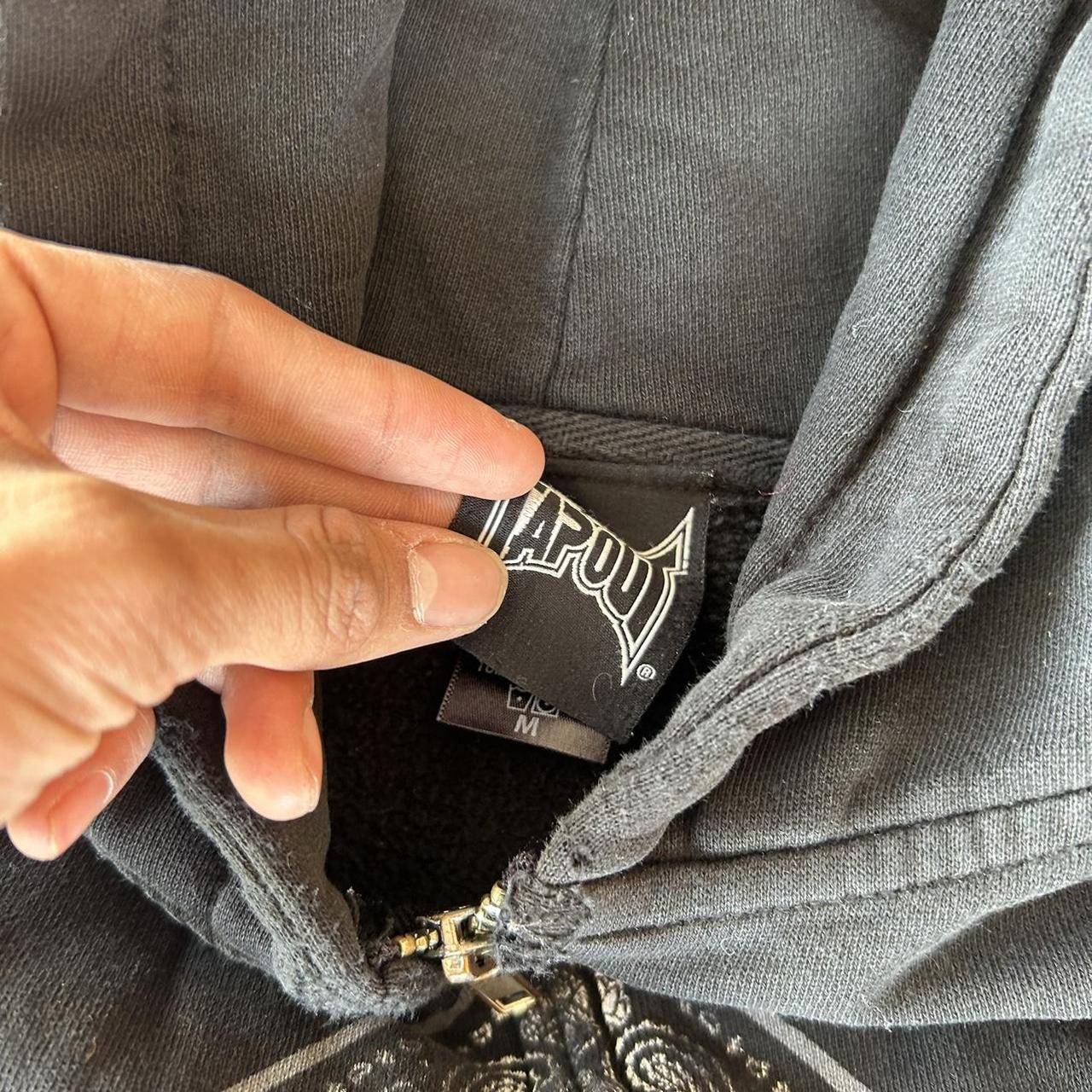 Y2k grunge Tapout cross skul hoodie Size:... - Depop