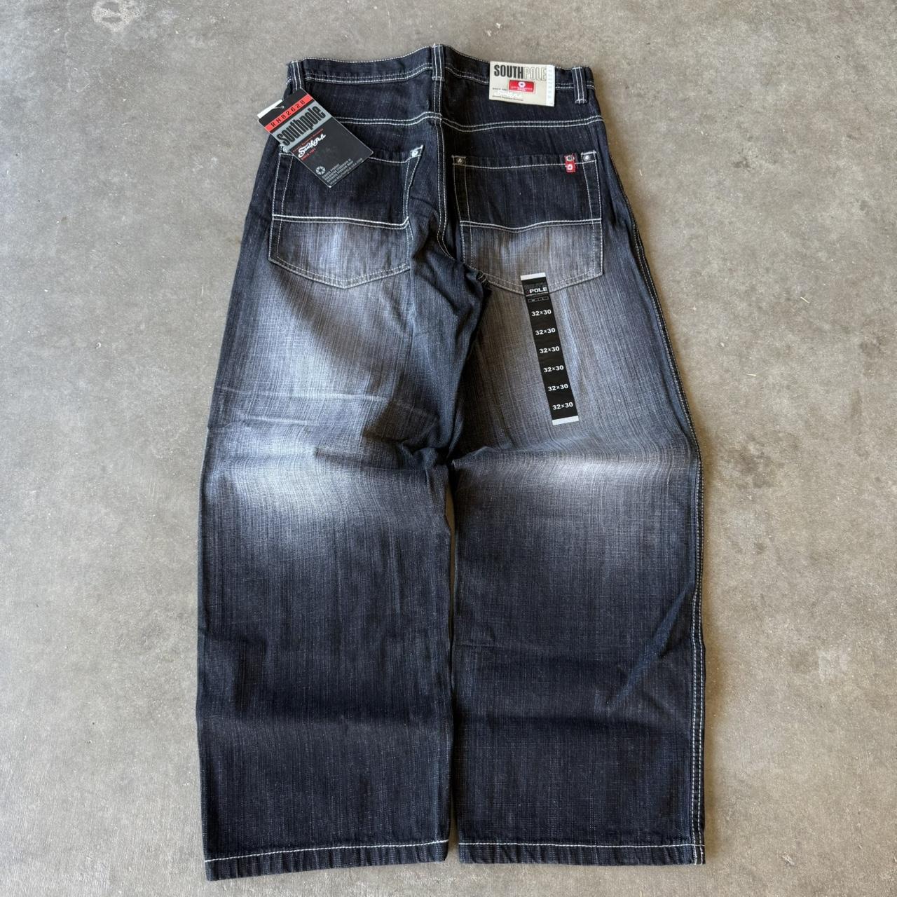 Y2k grunge SouthPole red tab black washed baggy... | Depop