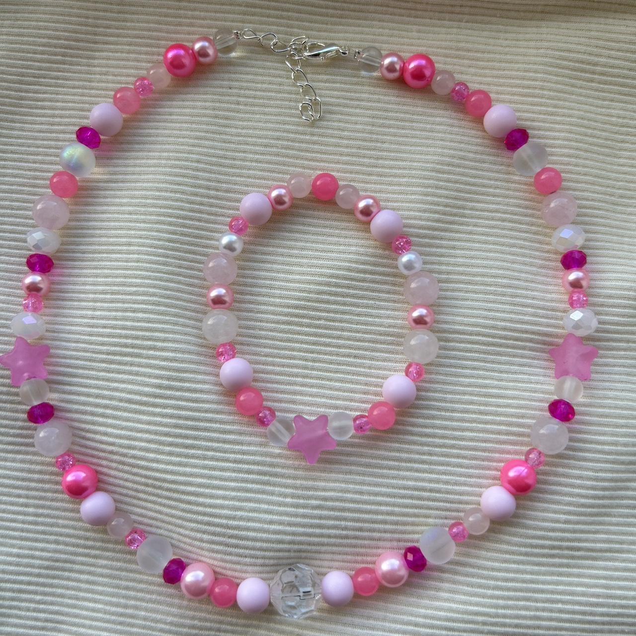Barbie necklace and bracelet set 🩷 🛍️👛🌷🩰🎀💗 handmade... - Depop