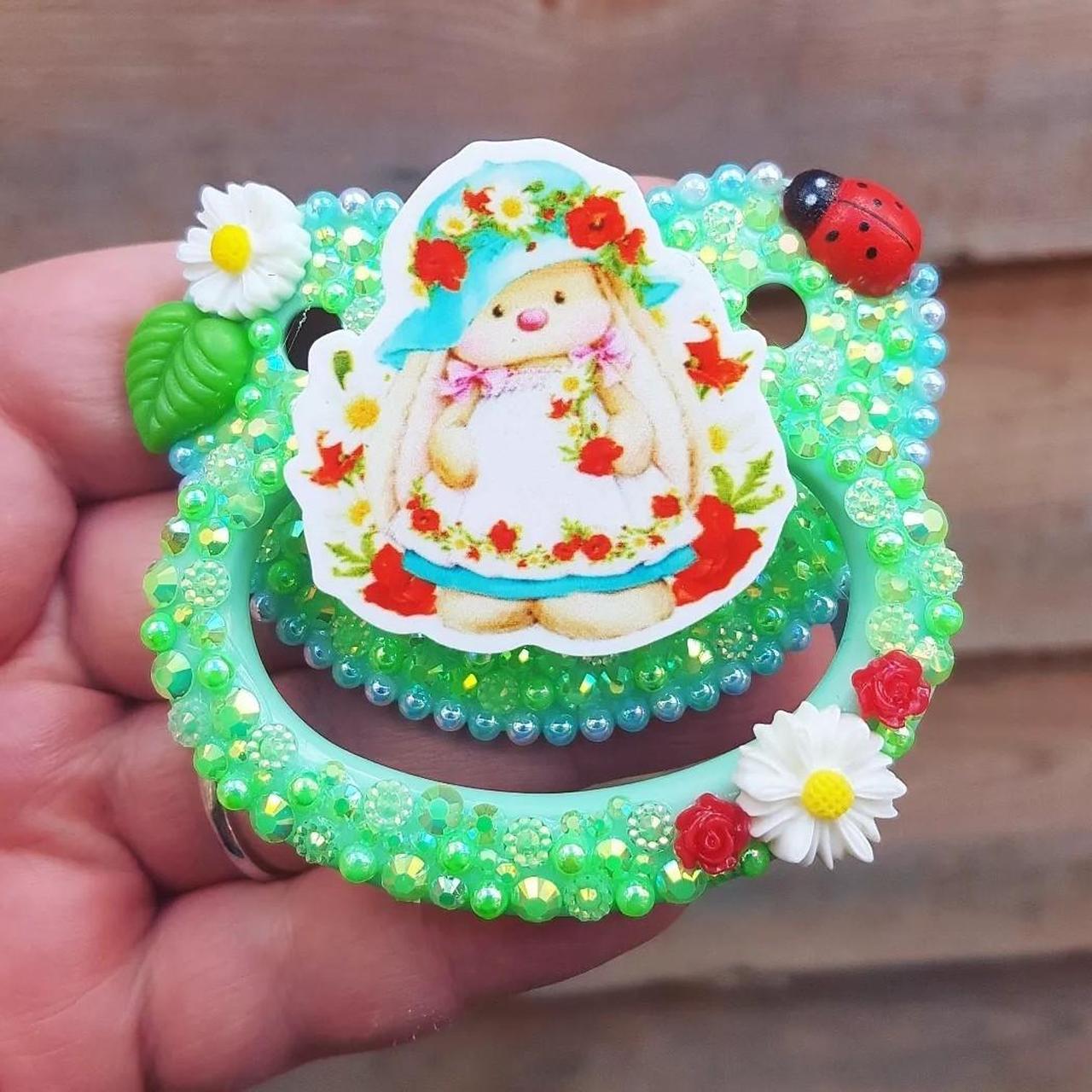 🌹Spring Bunny Adult Pacifier🌹 🌼Hand decorated by... - Depop