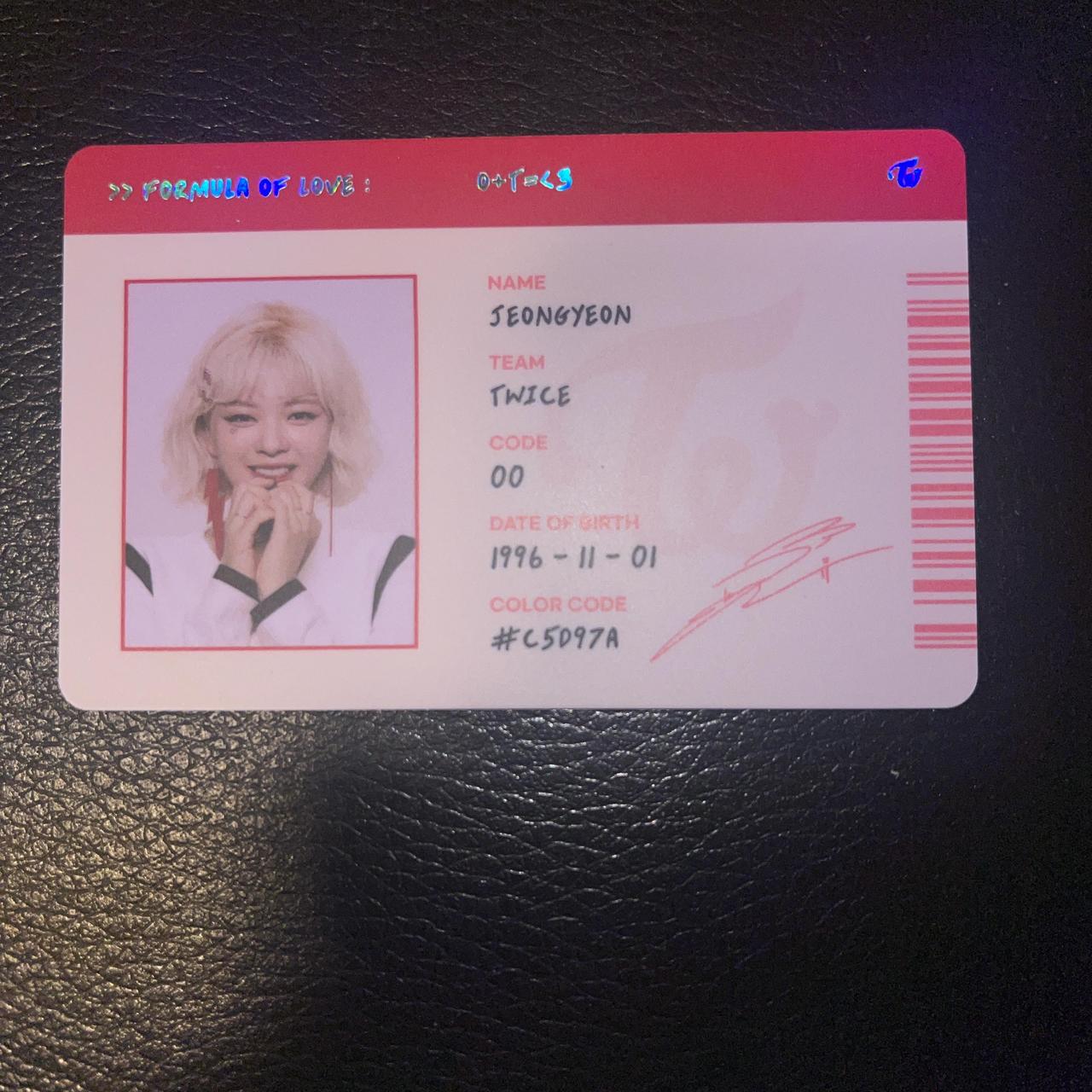 wts twice jeongyeon formula of love id card will... - Depop