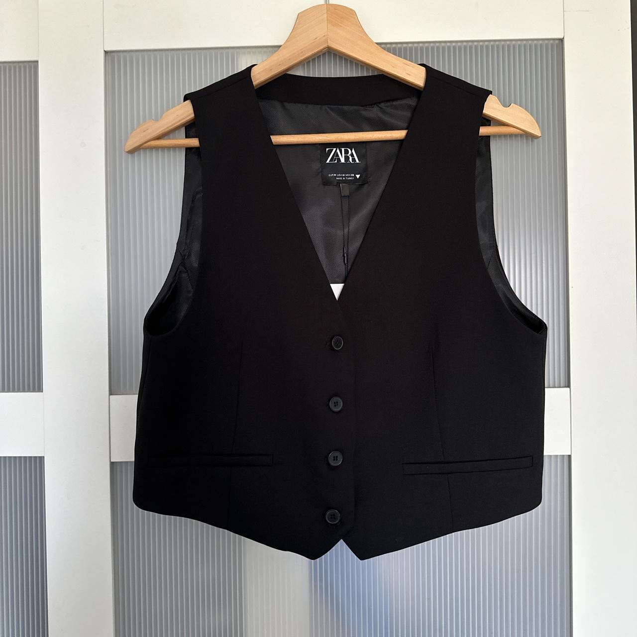 Zara black short waistcoat. Brand new with tags.... - Depop