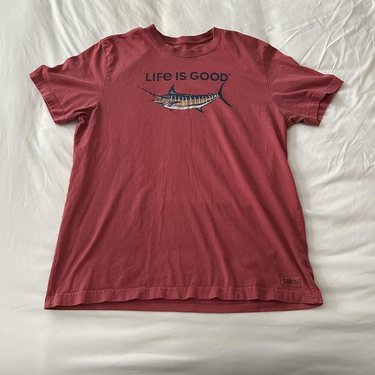 Life is good fish shirt size large In great... - Depop