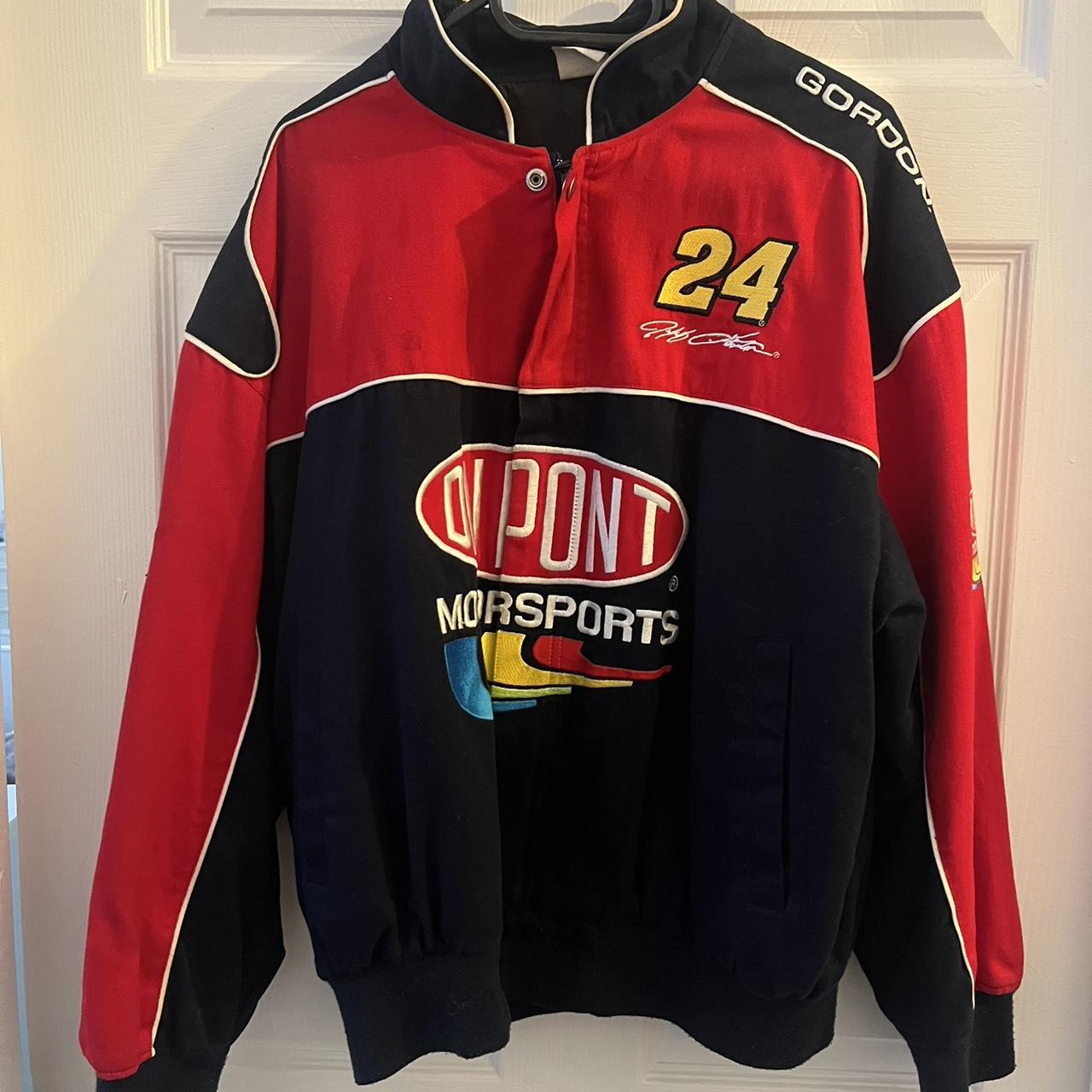 Authentic DuPont Nascar Racing Jacket Red/Navy Small... - Depop