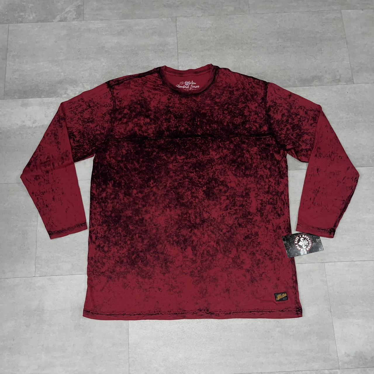 Rare Affliction red and black long sleeve shirt... - Depop