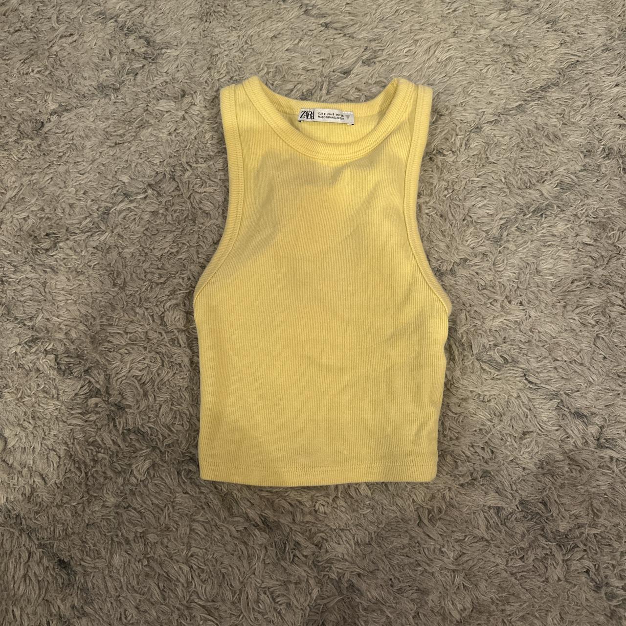Yellow Zara high neck tank top - Depop