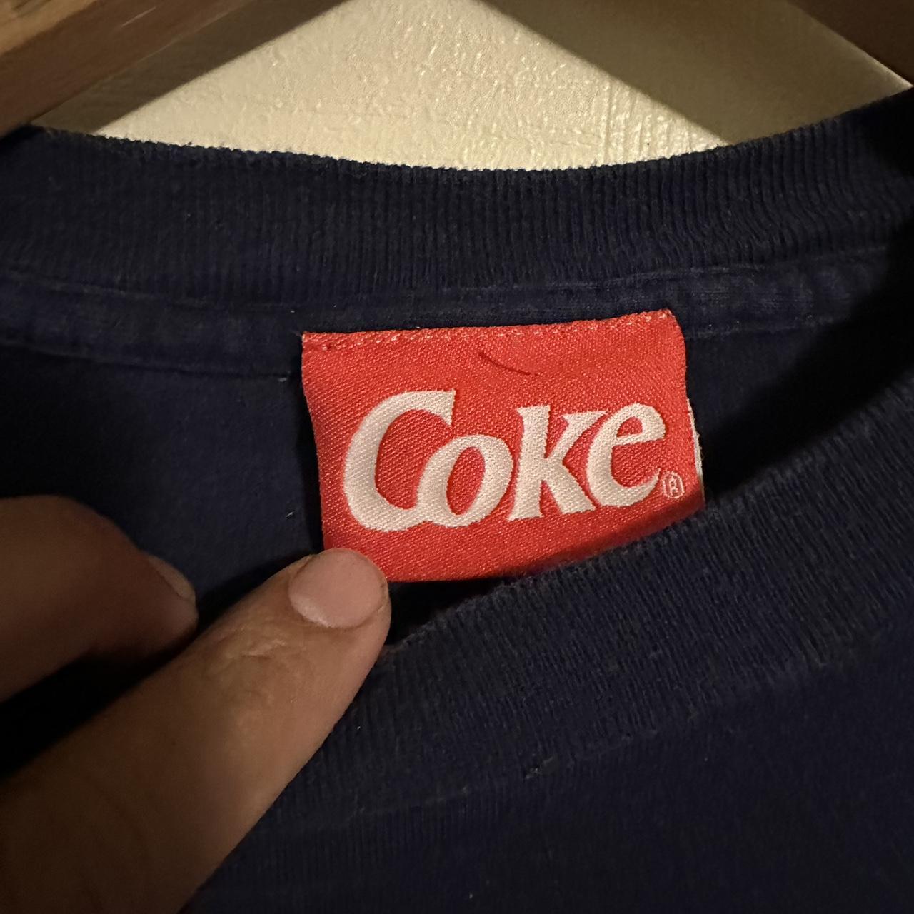 Coca-Cola Men's Navy and Red T-shirt | Depop