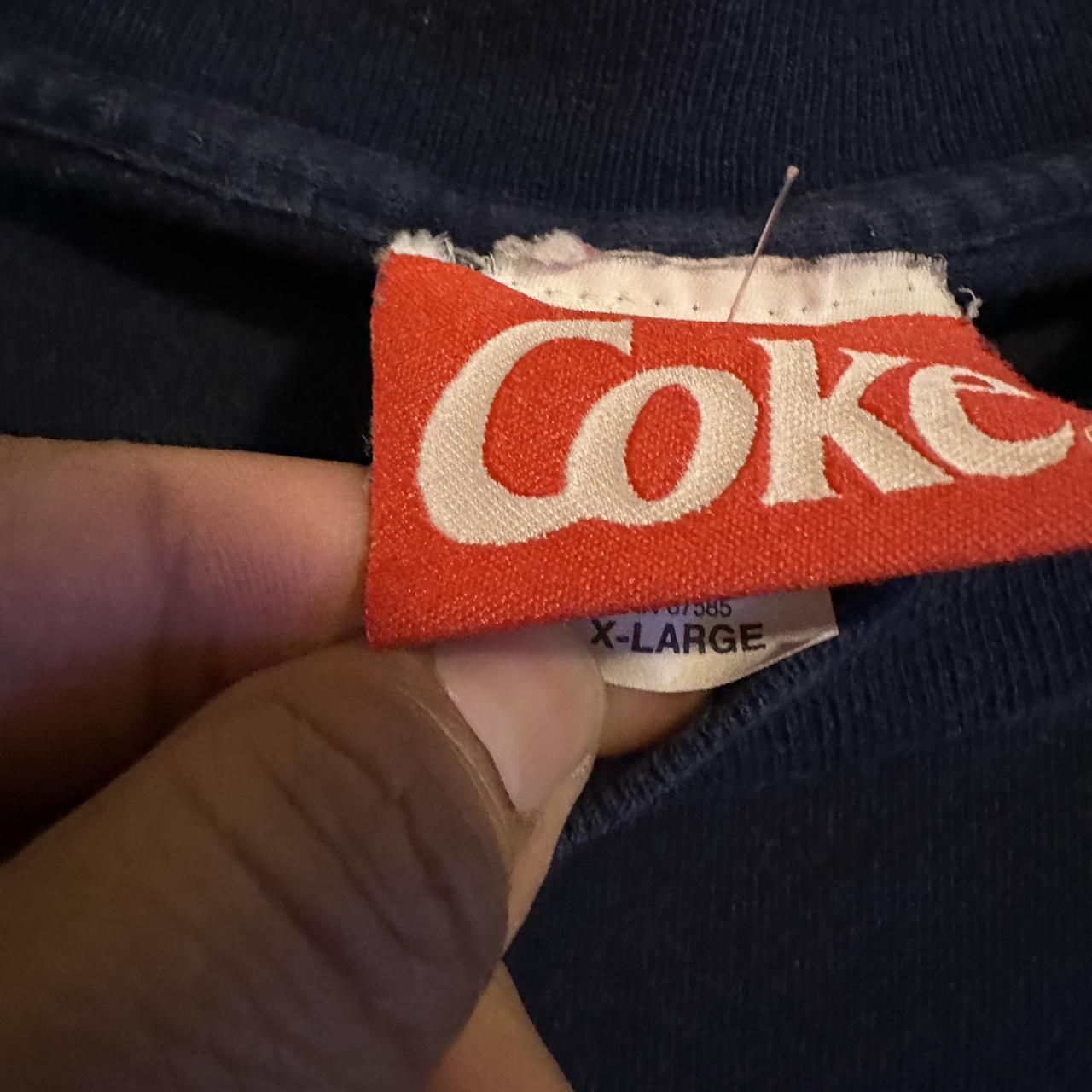 Coca-Cola Men's Navy and Red T-shirt | Depop
