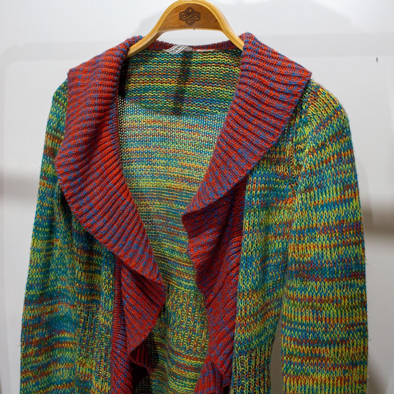 Rainbow Colourful Cardigan Sweater Size... - Depop