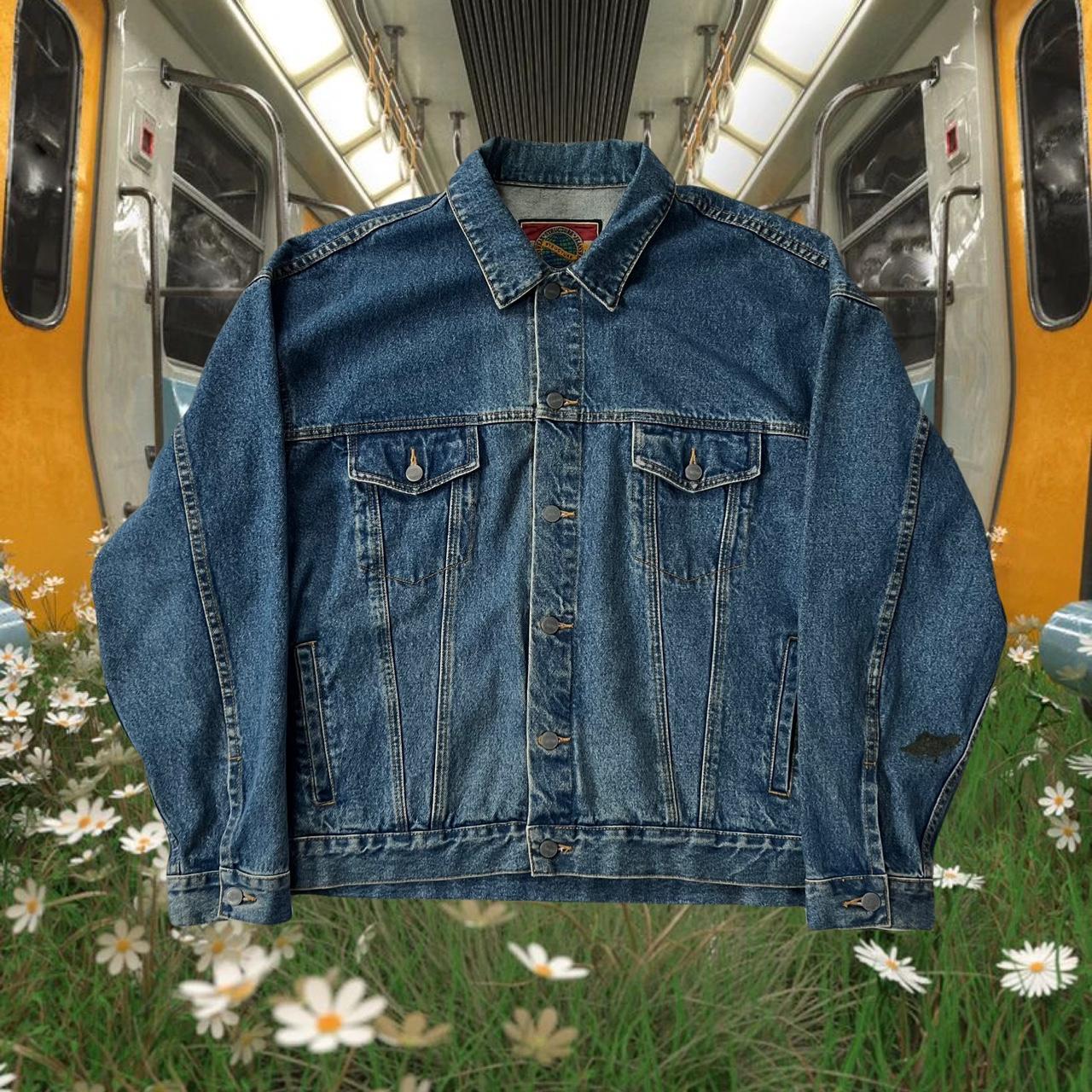Vintage Structure Brand Thick Denim Jacket Tagged... - Depop