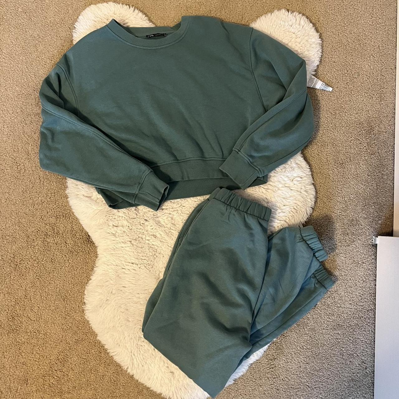 Zara sweat set in dark teal, size medium but runs... - Depop