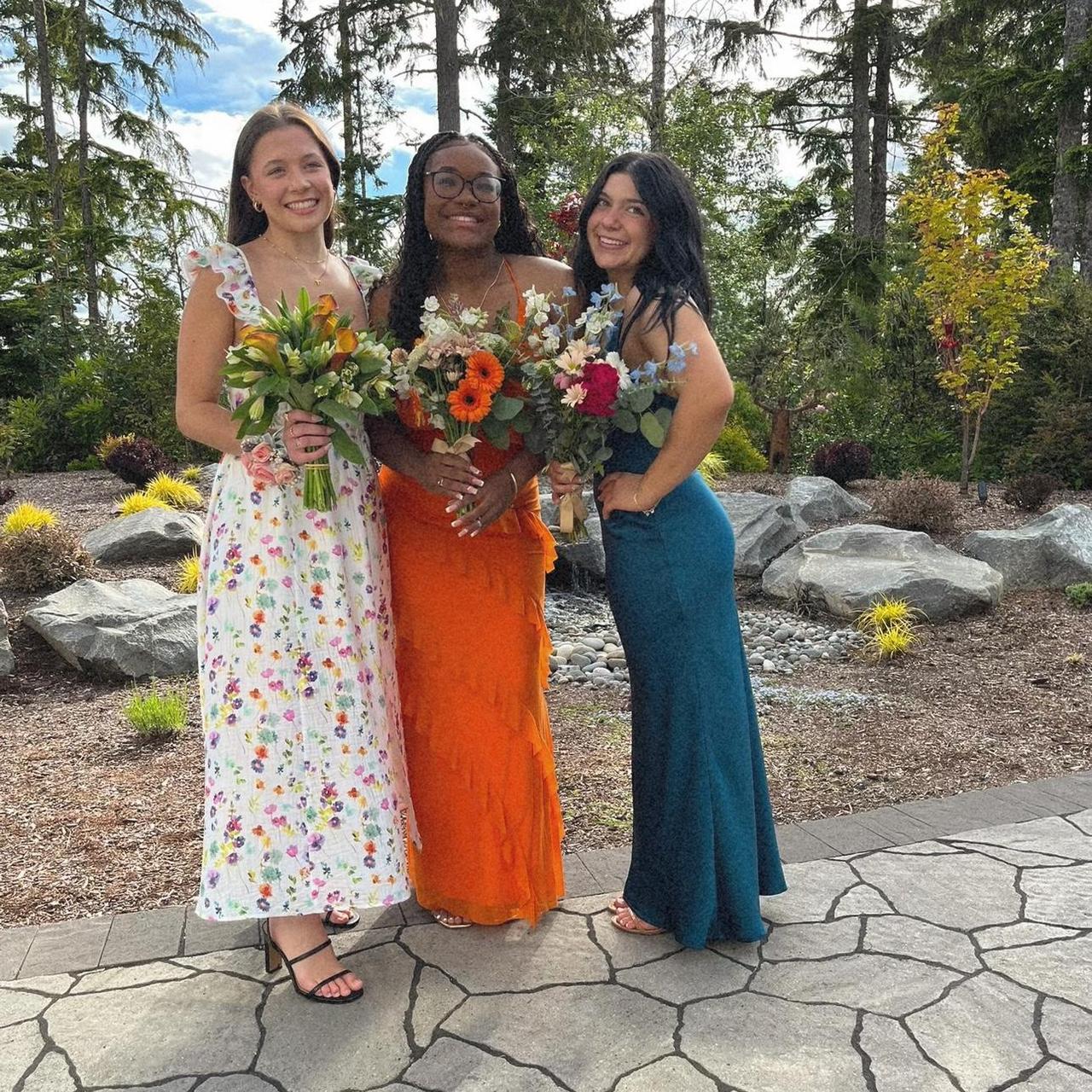 Billy J teal dress! Wore this for my prom - Depop