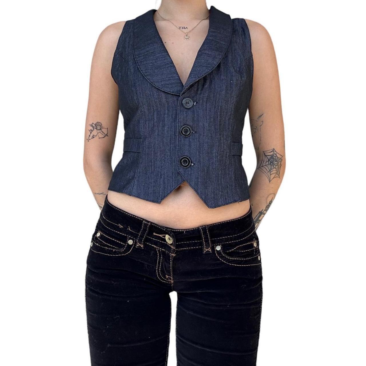 90s vest button up collared vintage retro preppy... - Depop