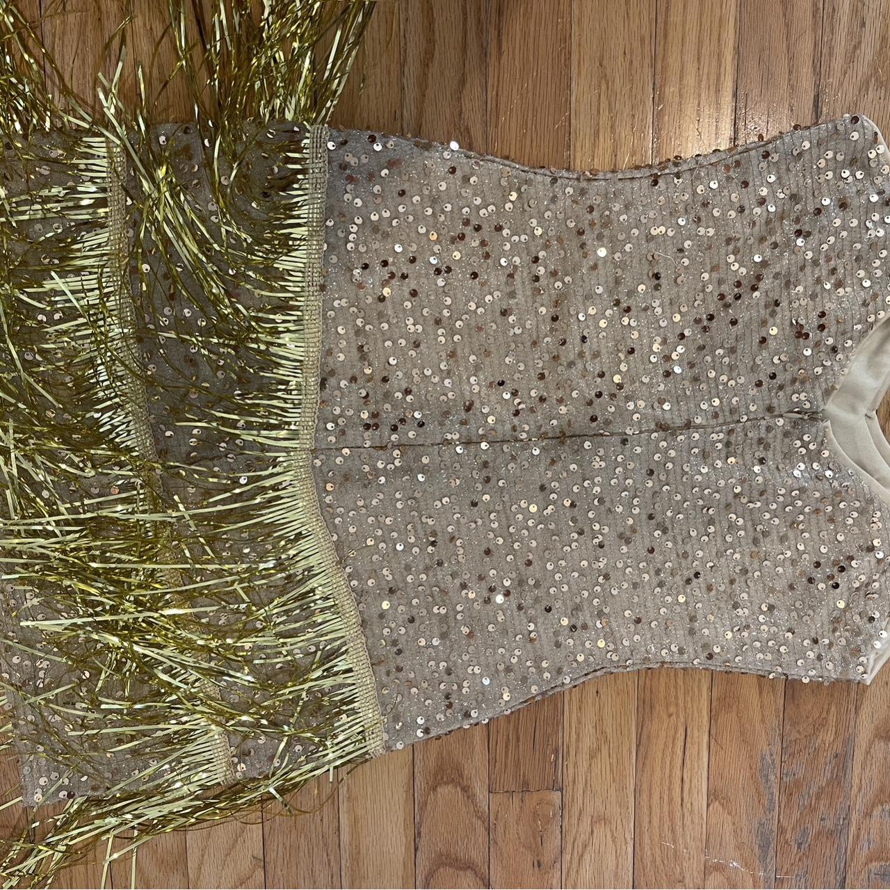 Fearless Era Gold Sparkly Fringe Dress -size... - Depop