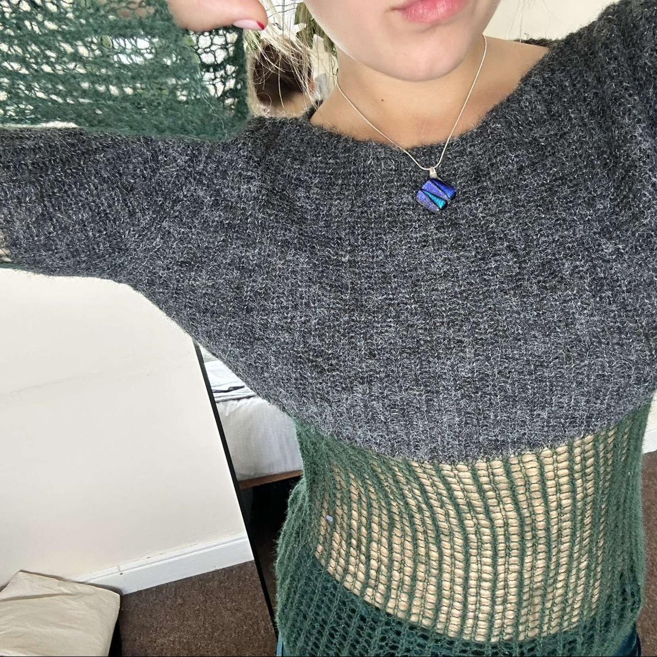 cider long sleeve knit top grey | green long... - Depop