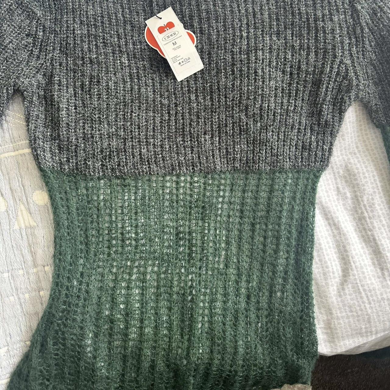 cider long sleeve knit top grey | green long... - Depop