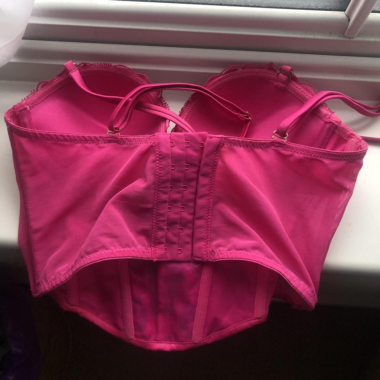 primark pink corset boning and lace detailing... - Depop