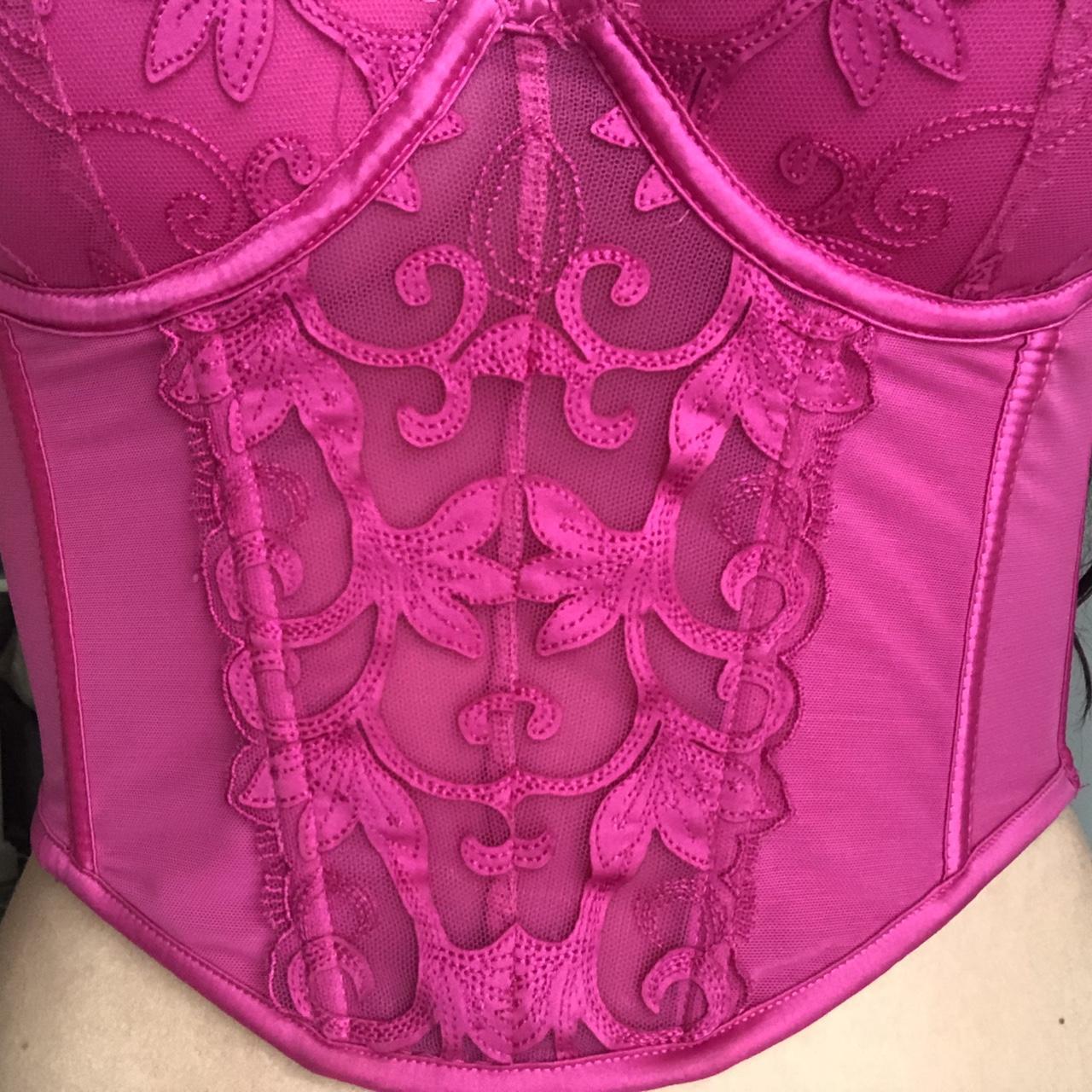 primark pink corset boning and lace detailing... - Depop