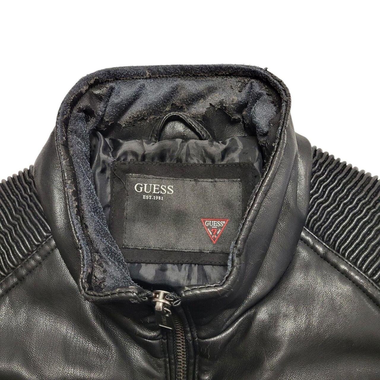 Guess Vintage Black Jacket zip Faux Leather Uk Men's... - Depop