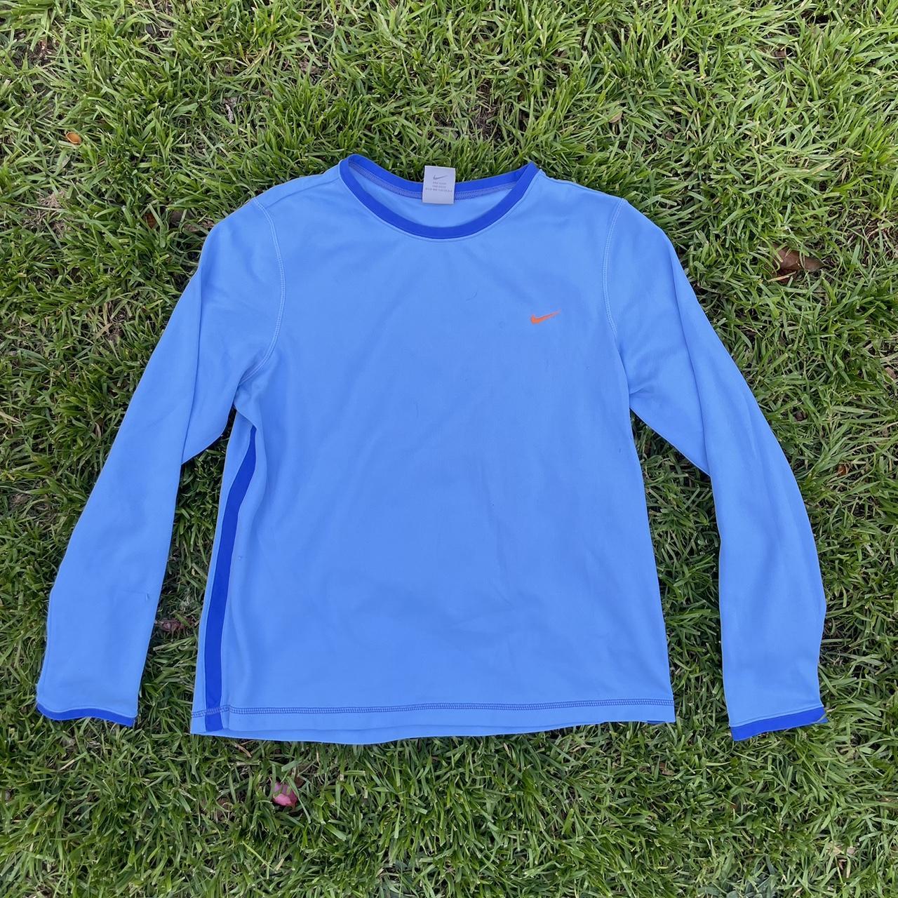 Nike blue dri-fit UV long sleeve top, 100% polyester - Depop