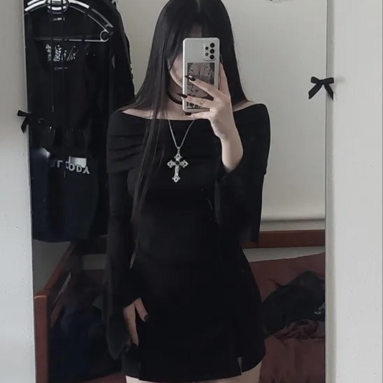 Black fold translucent top It can be a little bit... - Depop