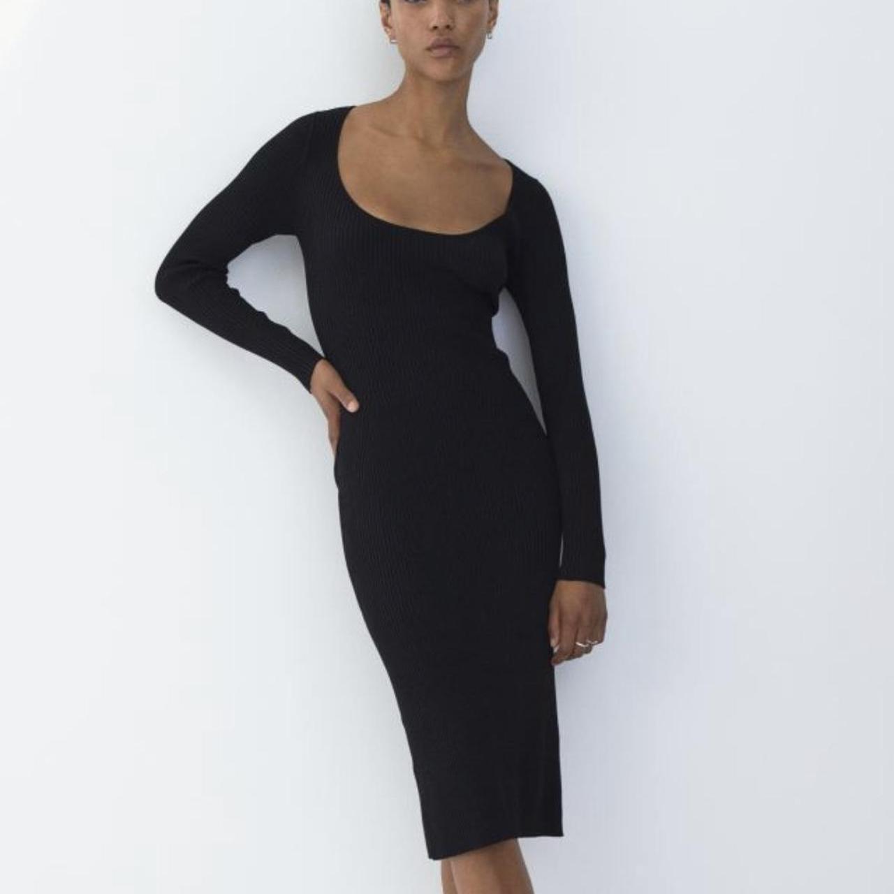 H&M rib knit dress black size medium. BNWT!! Never... - Depop