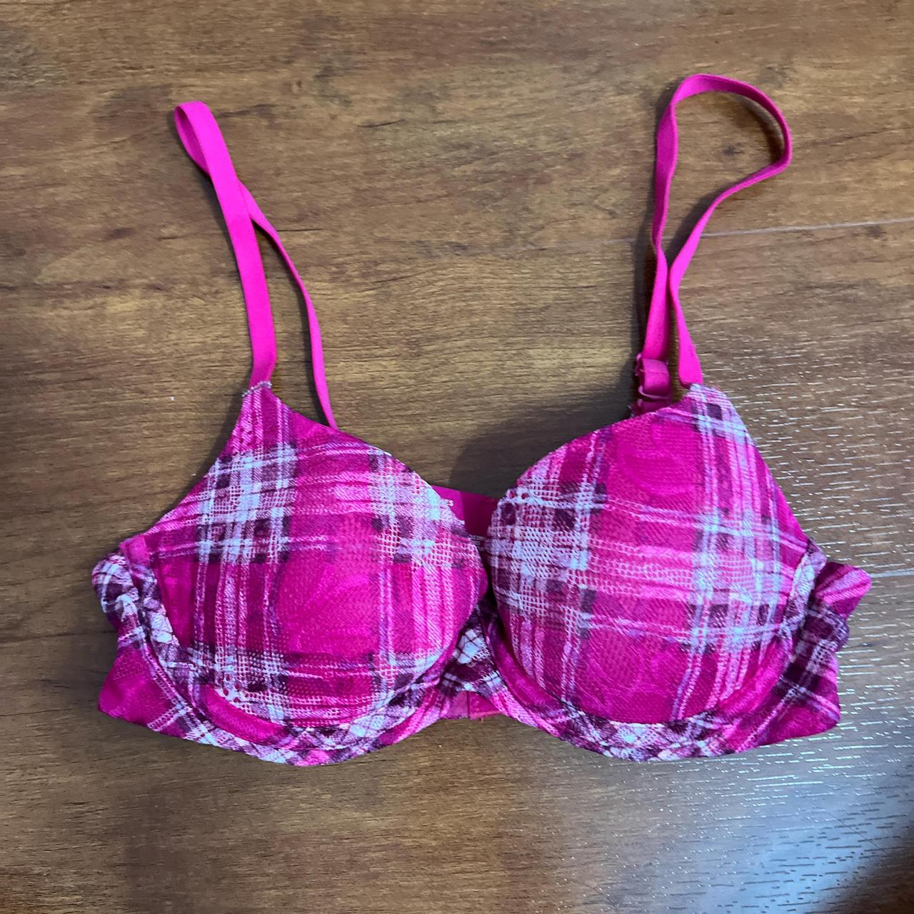 pink plaid bra ~ from no boundaries ~ size 32B ~... - Depop