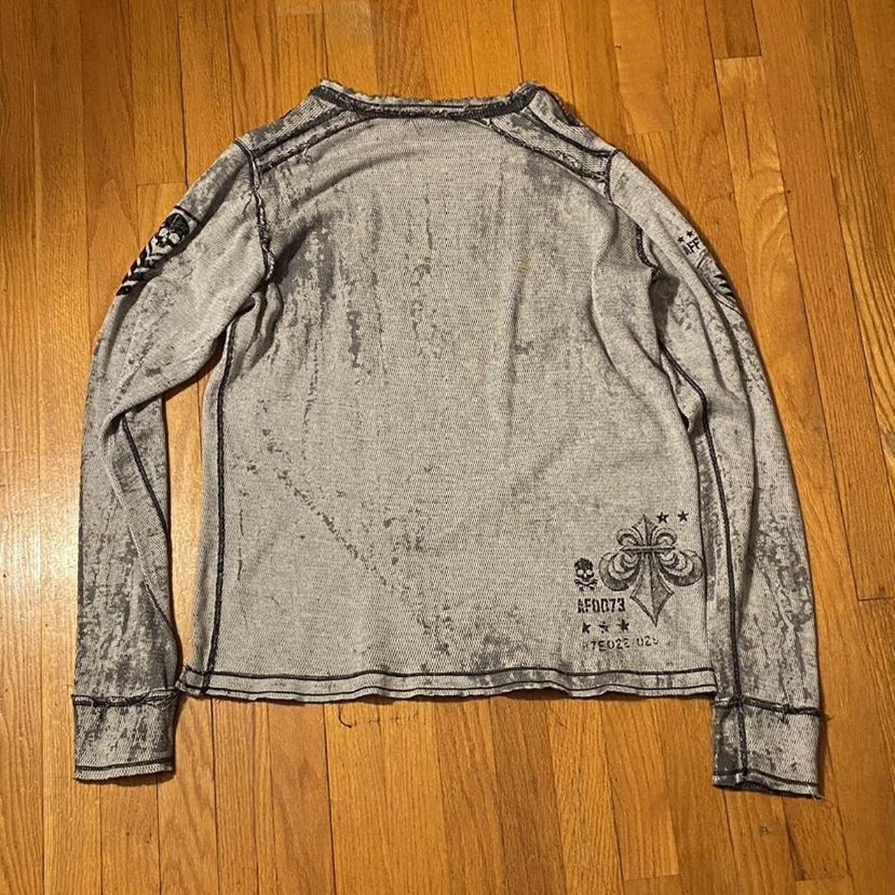 Reversible long sleeve affliction tee. Size XL fits... - Depop