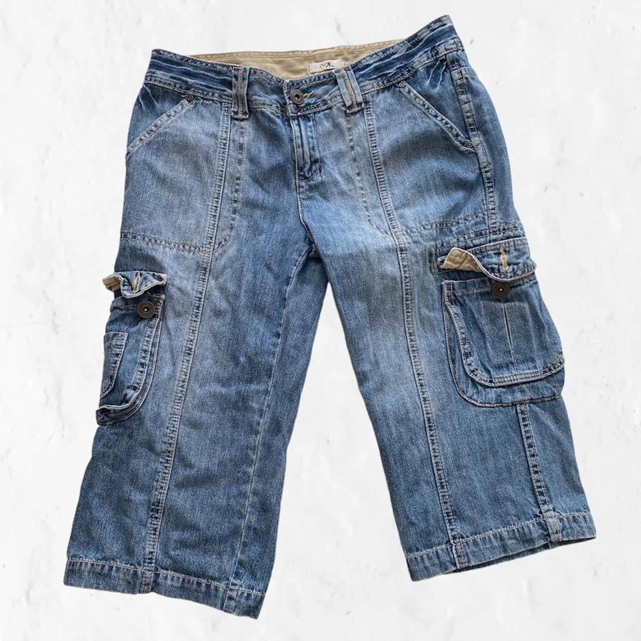 Cargo denim jorts 🦋£2 tracked shipping -long jean... - Depop