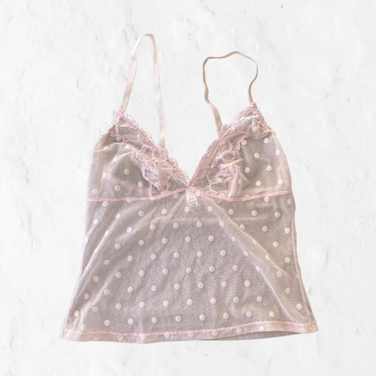 Baby pink cami top 🦋£3 tracked shipping -mesh... - Depop