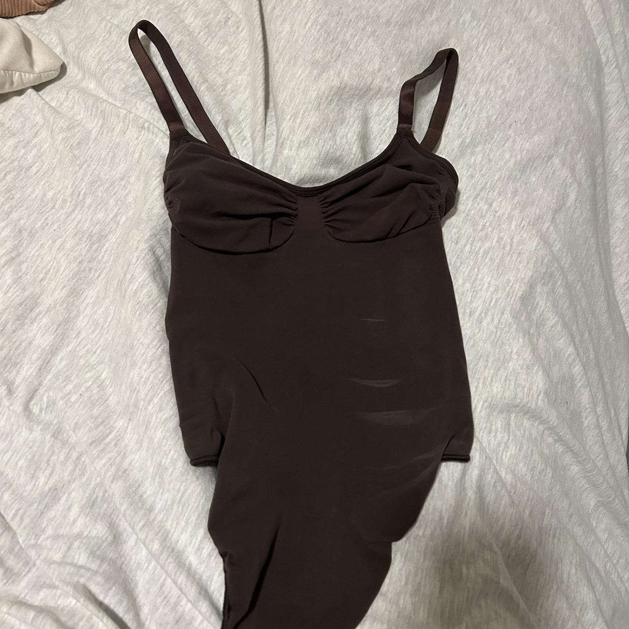 Skims thong bodysuit Espresso brown Size... - Depop