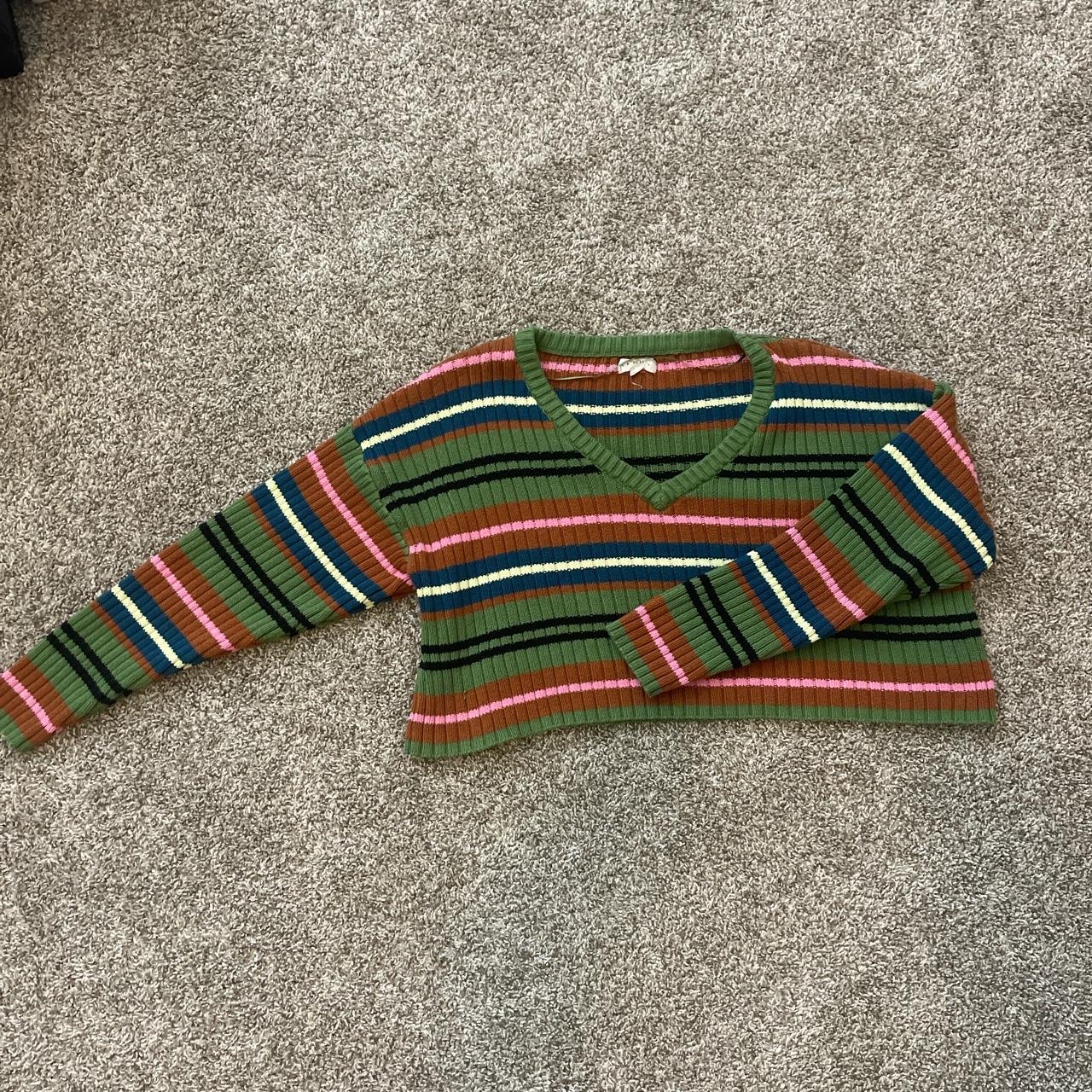 size small la hearts (pacsun) striped knit sweater... - Depop
