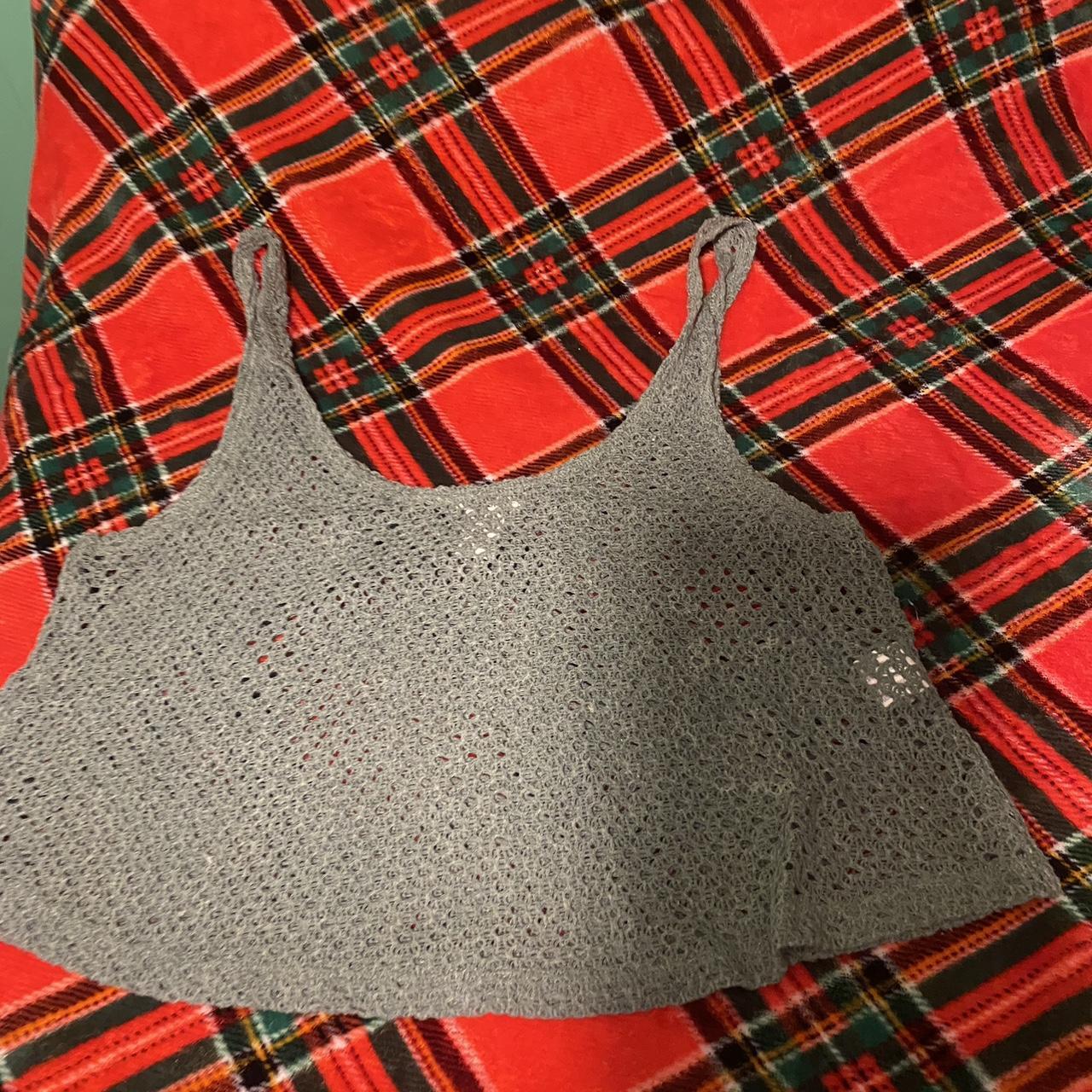 crochet forvever 21 green crop top size small no... - Depop