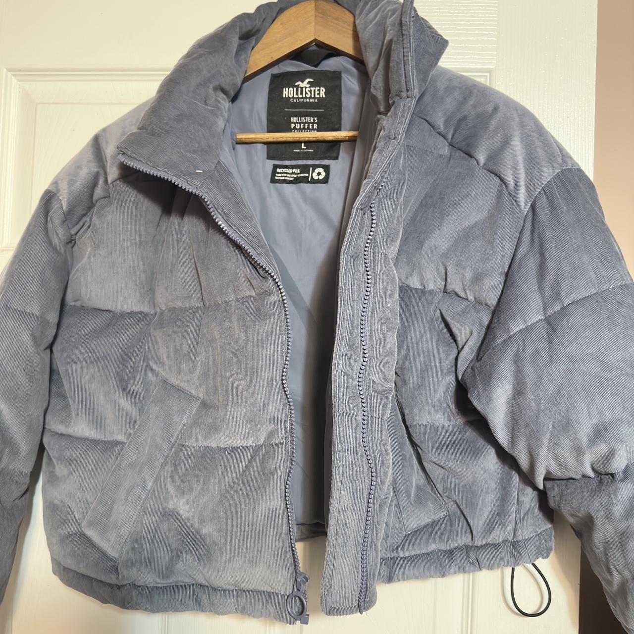 Light blue velvet puffer jacket #winterjacket - Depop