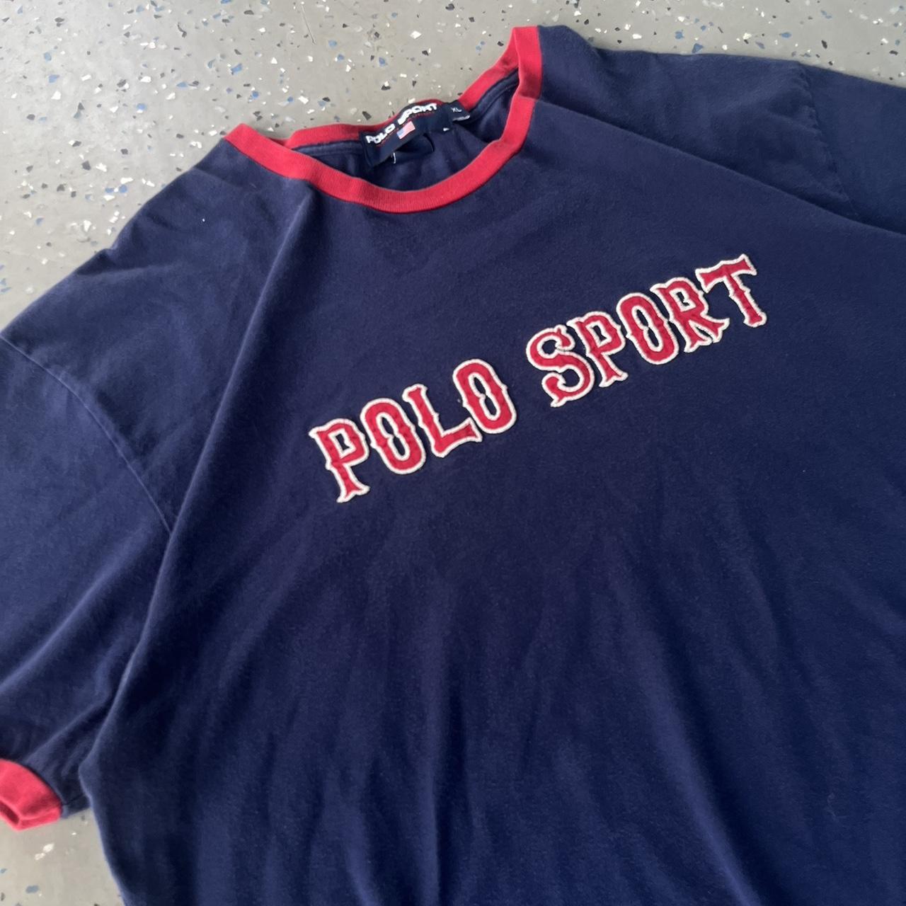 Vintage Polo Sport Ringer Tee, size XL, Great... - Depop