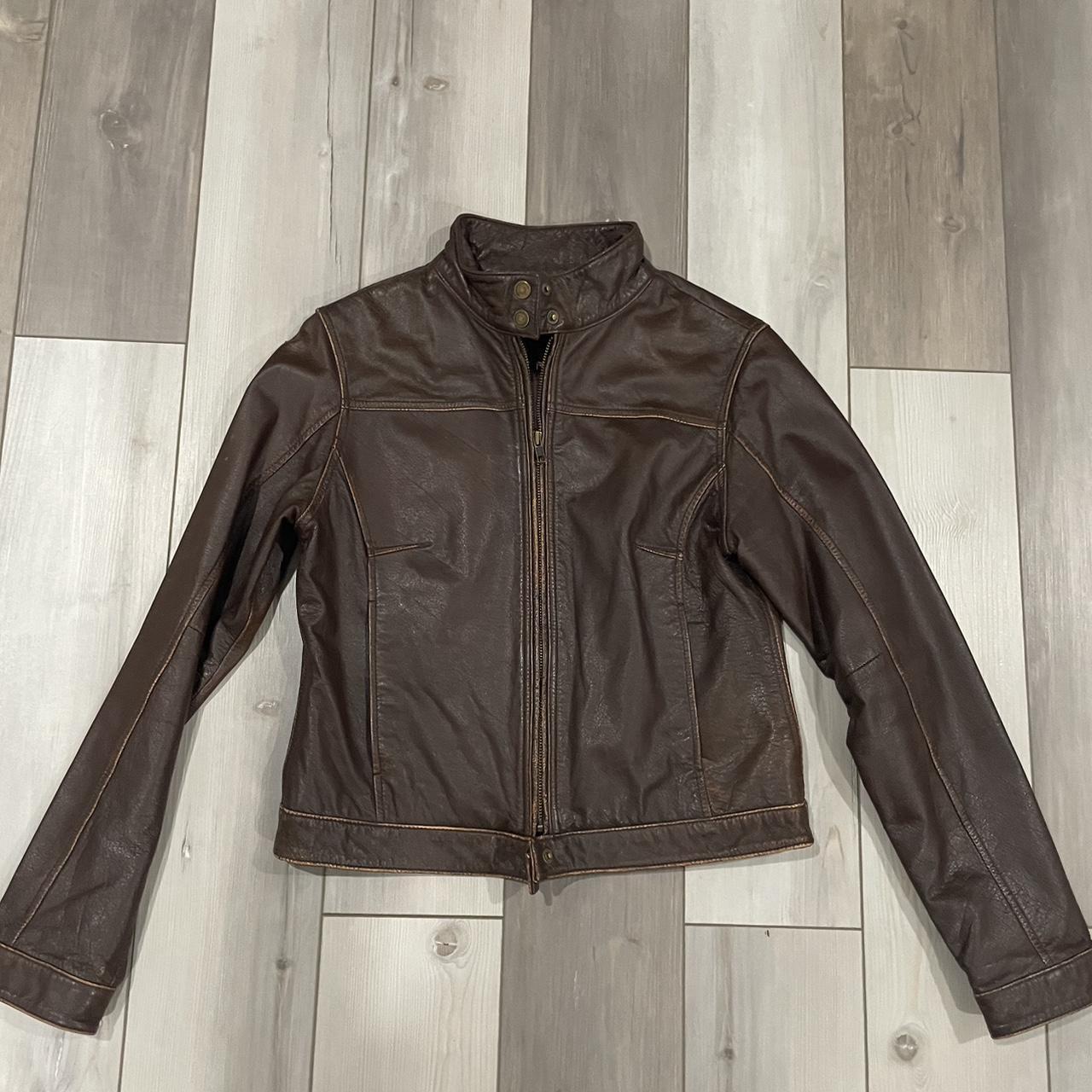 Vintage American eagle leather jacket Fits super... - Depop